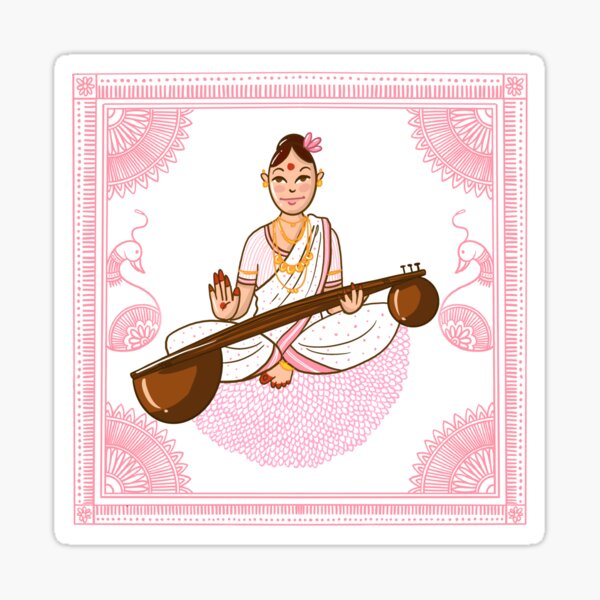 "Saraswati the goddess of knowledge" Sticker for Sale by FunnyEye ...