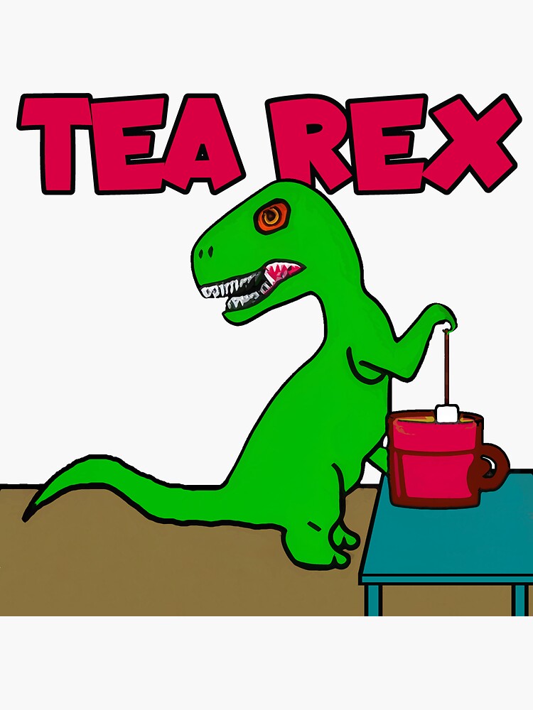 "Tea Rex (#02) T-Rex dunking the teabag [Create a set!]" Sticker for ...