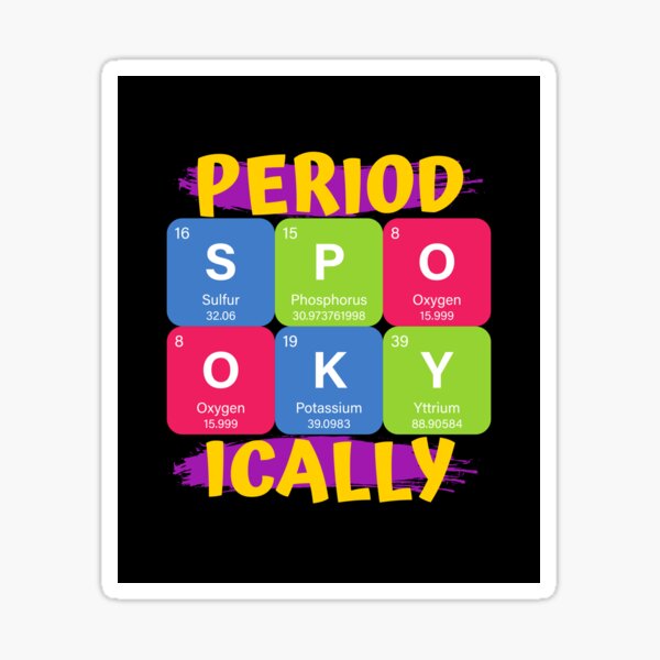 "Chemistry Periodic Table Elements Halloween Design" Sticker for Sale ...