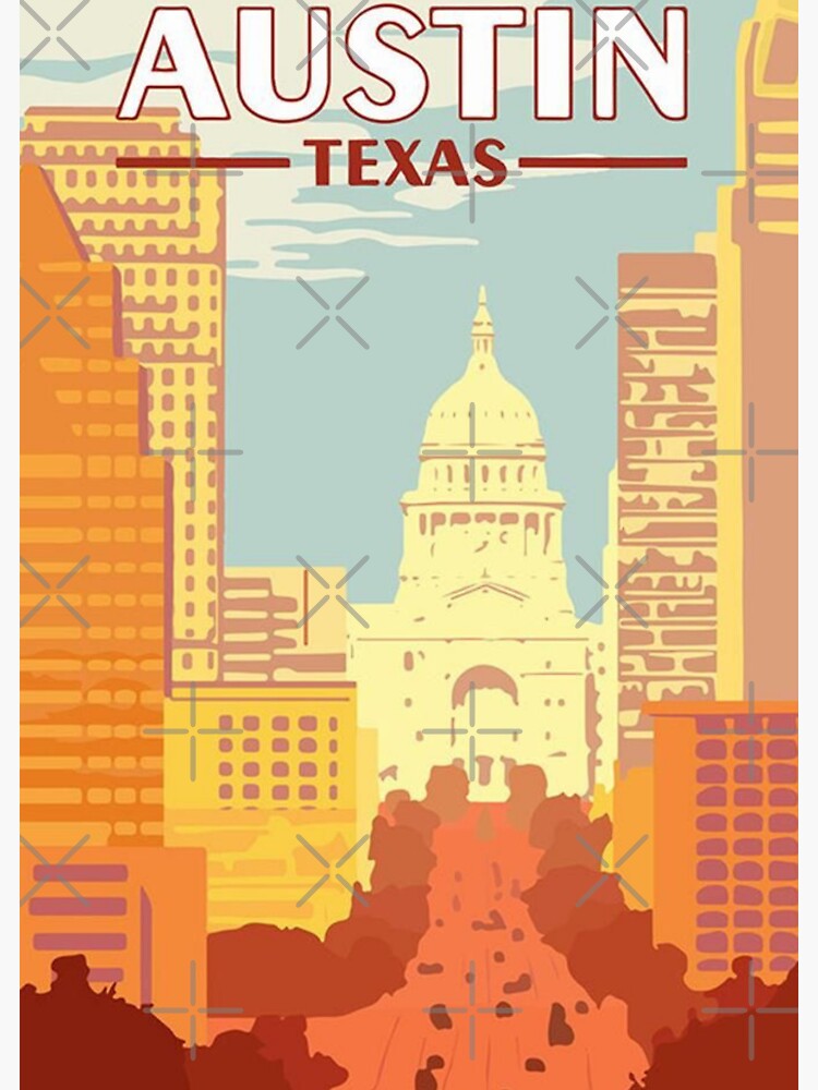 "Austin Texas Vintage Travel Poster | Old Visit Austin Texas Tourism ...