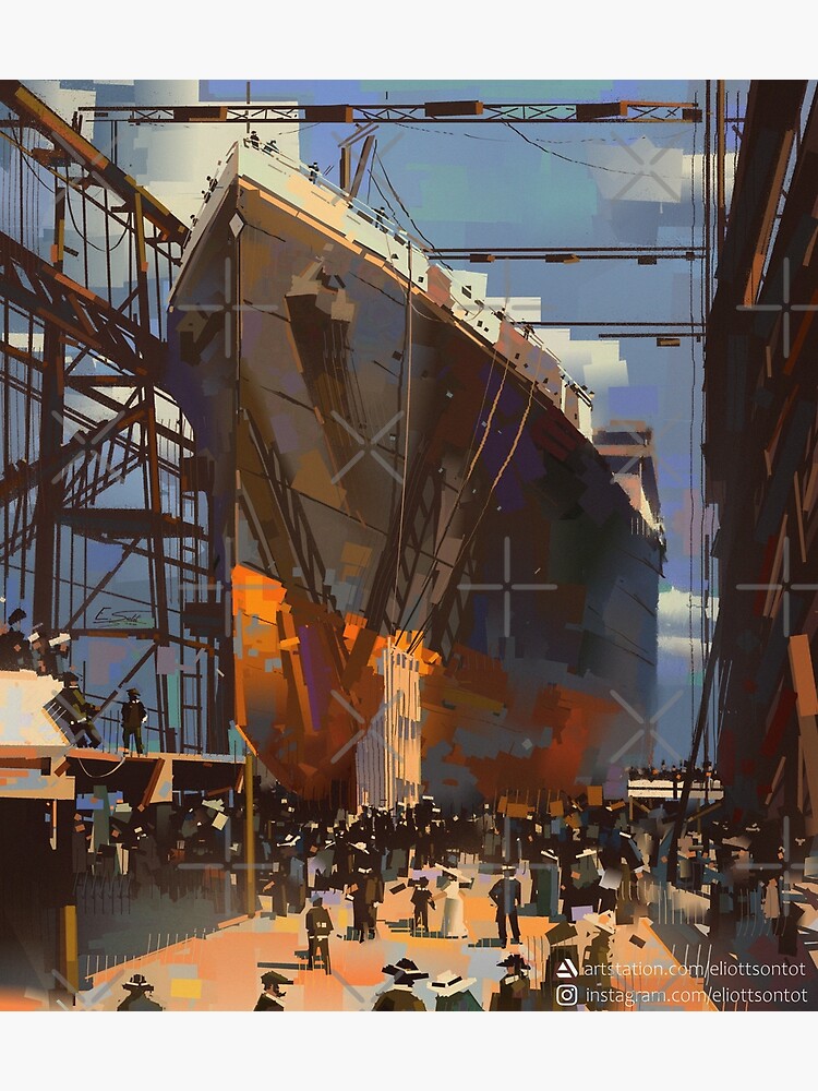 "The Launch of the RMS Titanic - Maritime painting by artist Eliott ...