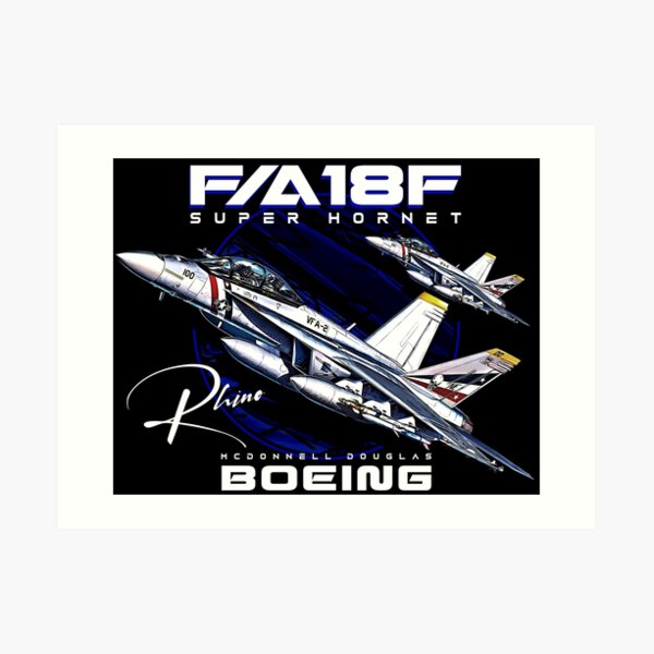 "F18 Super Hornet Rhino Us Air Force Fighterjet" Art Print for Sale by ...