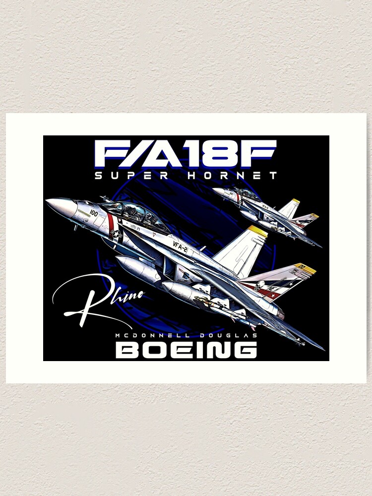 "F18 Super Hornet Rhino Us Air Force Fighterjet" Art Print for Sale by ...