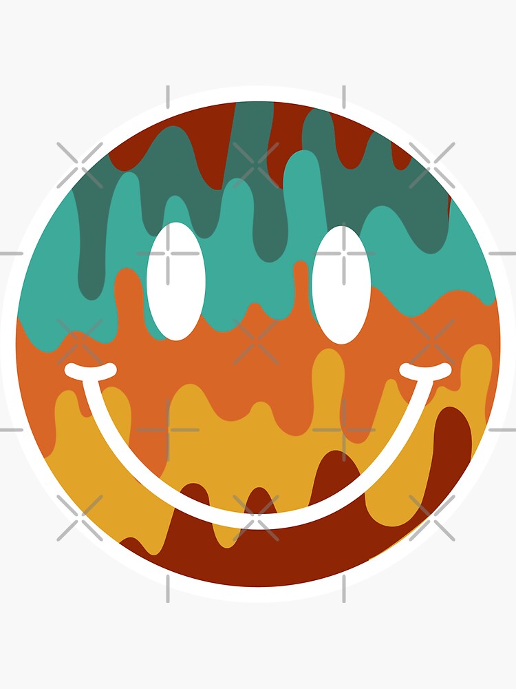 "Drip Smiley Face (Bright Palette)" Sticker for Sale by vron615 | Redbubble