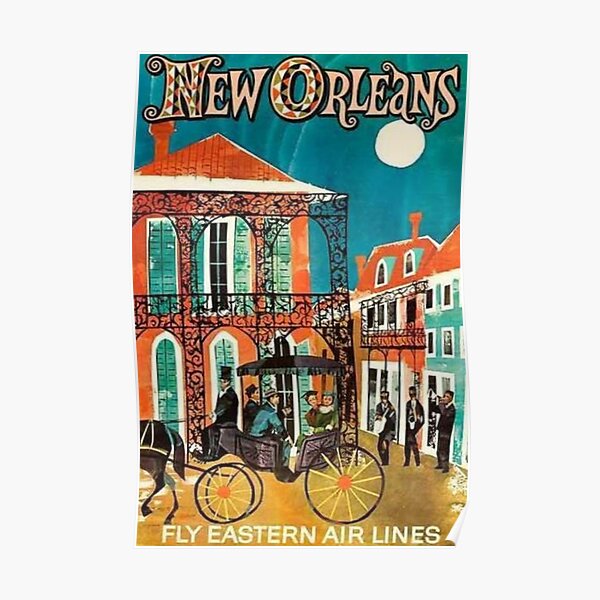 "New Orleans Vintage Travel Poster | Old Visit New Orleans Tourism Art ...