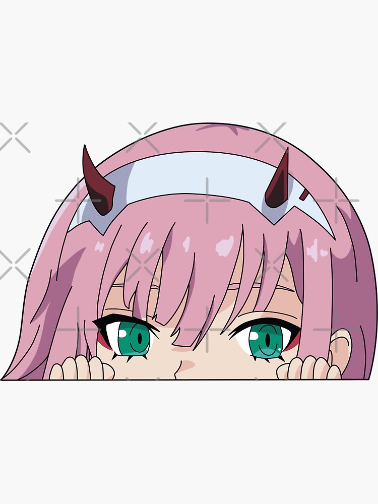 "Anime art zero two car decal | Anime car peeking stickers | anime car ...