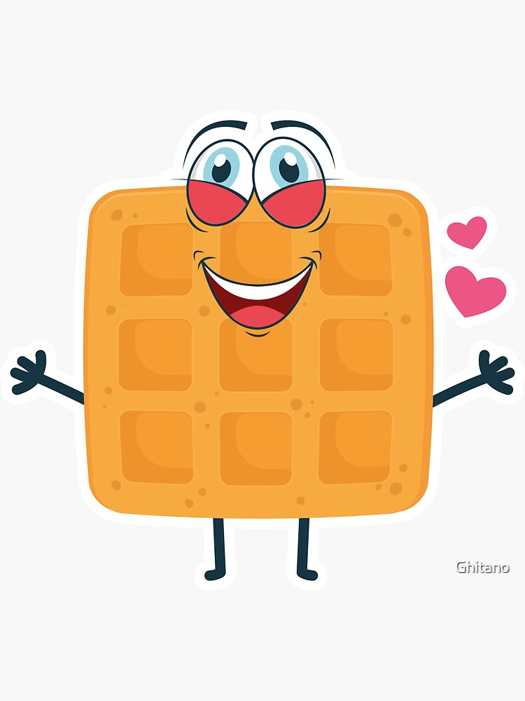 "Waffle Funny Cartoon Character" Sticker for Sale by Ghitano | Redbubble
