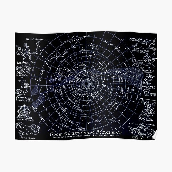 "THE SOUTHERN HEAVENS : Vintage Star Chart Print" Poster for Sale by ...