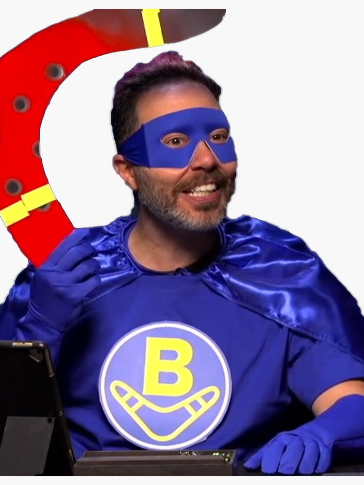 "Super Hero Sam Riegel" Sticker for Sale by NostalgiacNT | Redbubble