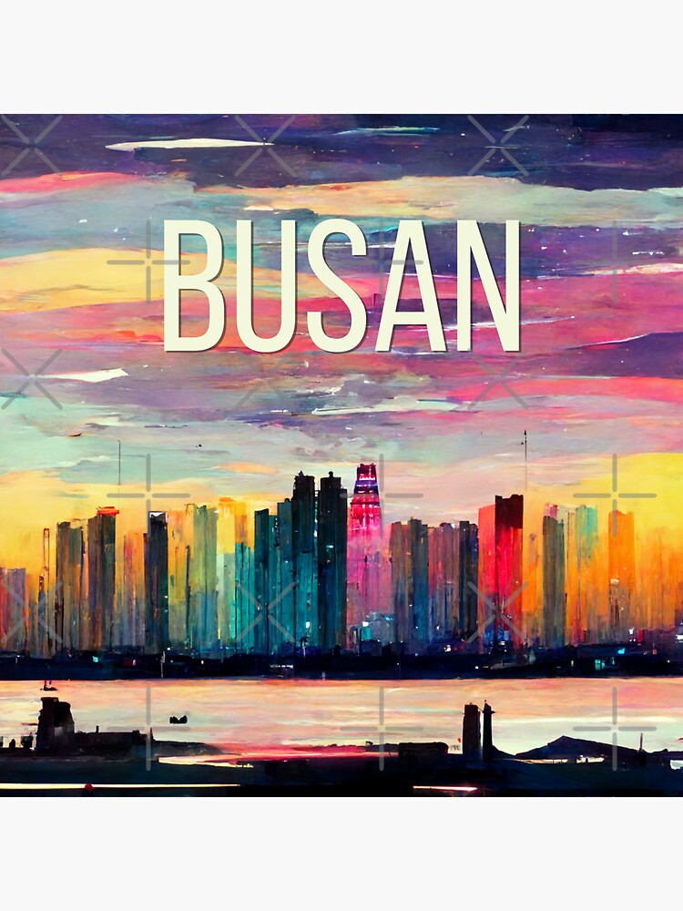 "Busan Skyline Art - Korea " Sticker for Sale by madtoyman | Redbubble