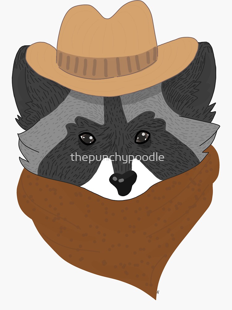 "Western Cowboy Raccoon" Sticker for Sale by thepunchypoodle | Redbubble