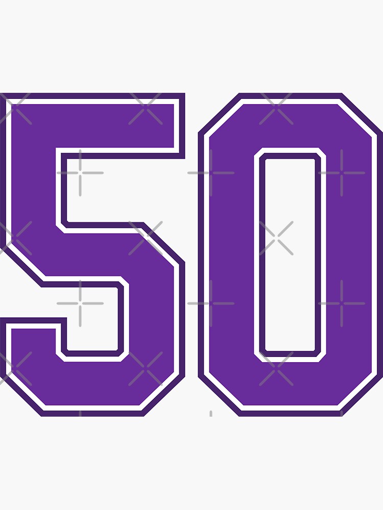 "Purple Number 50 lucky sports jersey fifty" Sticker for Sale by ...