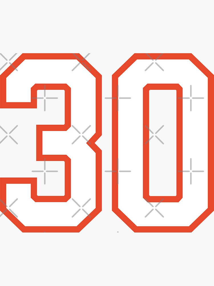"Sports Number 30, white orange color lucky sport thirty" Sticker for Sale by ArtIsParty | Redbubble