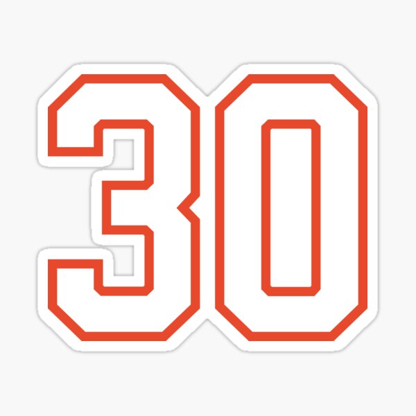 "Sports Number 30, white orange color lucky sport thirty" Sticker for ...