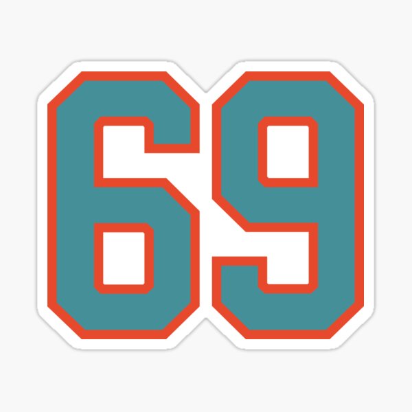 "69 number, aqua orange lucky sports sixty nine" Sticker for Sale by ...