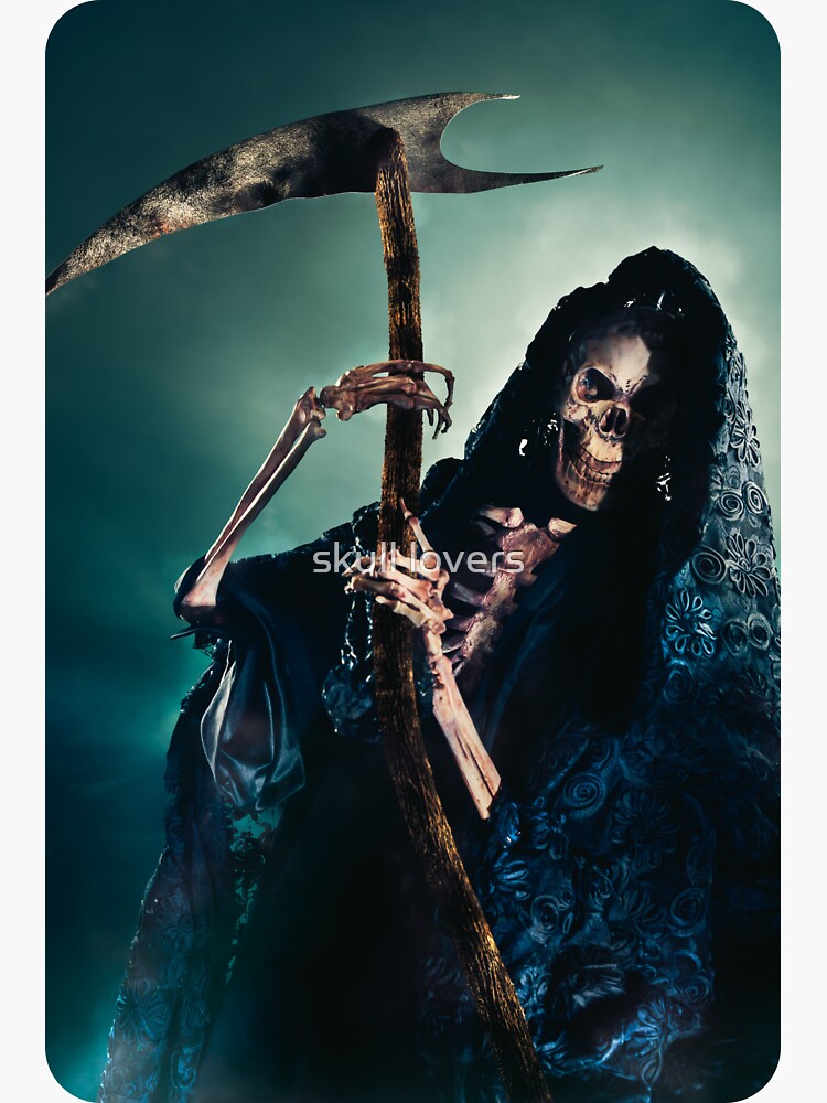 "Deadly skeleton carrying a scythe " Sticker for Sale by aubstore ...