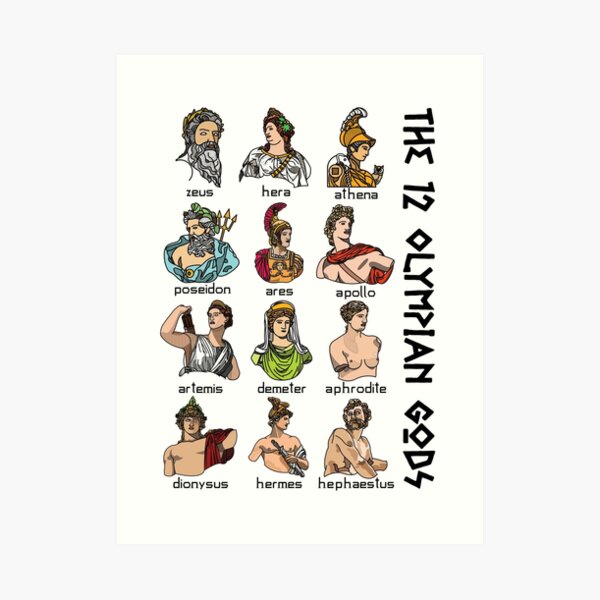 "Twelve Olympians (color) : greek mythology" Art Print for Sale by ...