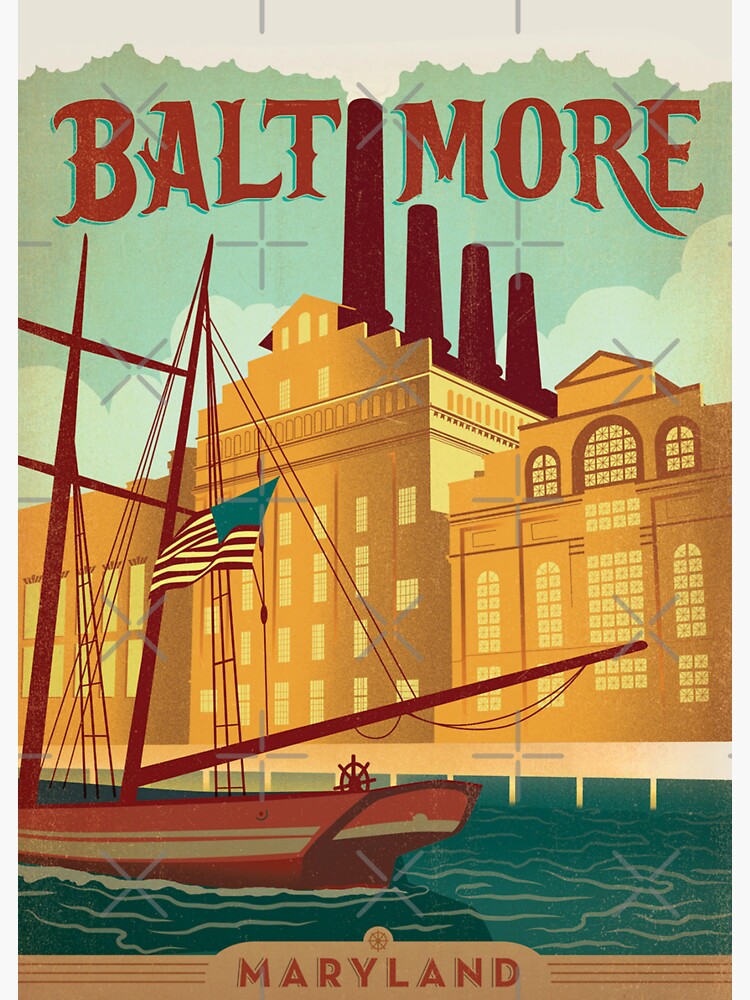 "Baltimore Maryland Vintage Travel Poster | Old Visit Baltimore ...