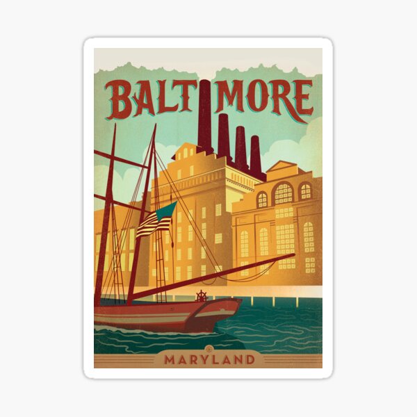 "Baltimore Maryland Vintage Travel Poster | Old Visit Baltimore ...