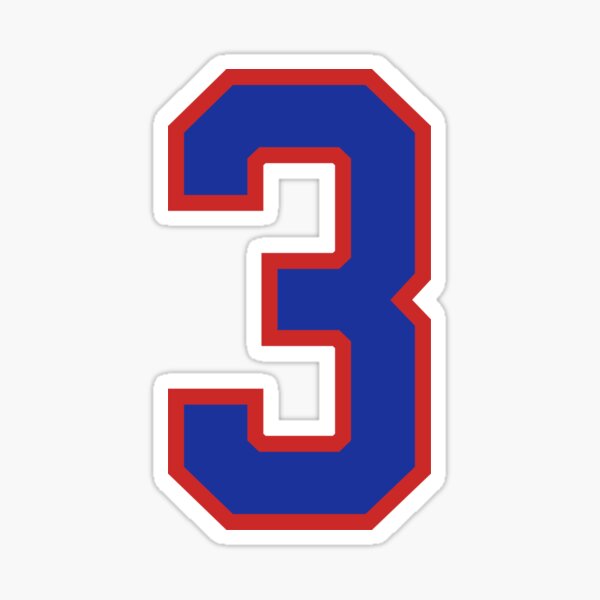 "Number 3 blue red sports jersey three" Sticker for Sale by ...
