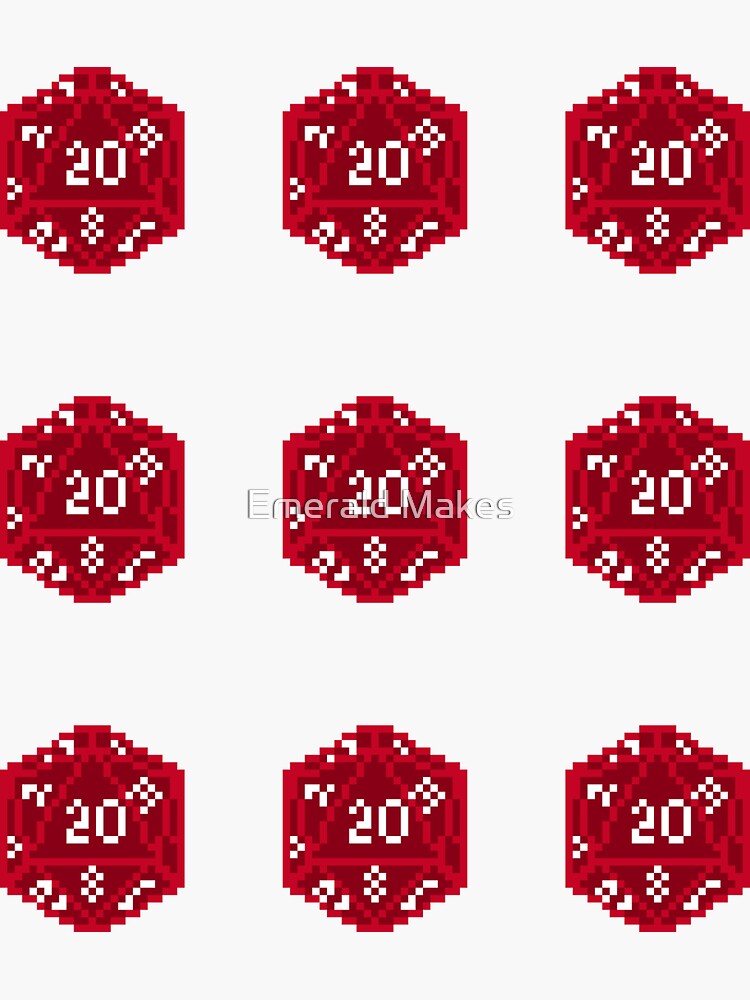"Pixel Dice D20 Sticker Pack | Red" Sticker for Sale by Emerald Makes ...