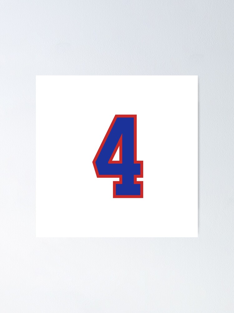 "Number 4 blue red sports jersey four" Poster for Sale by ...