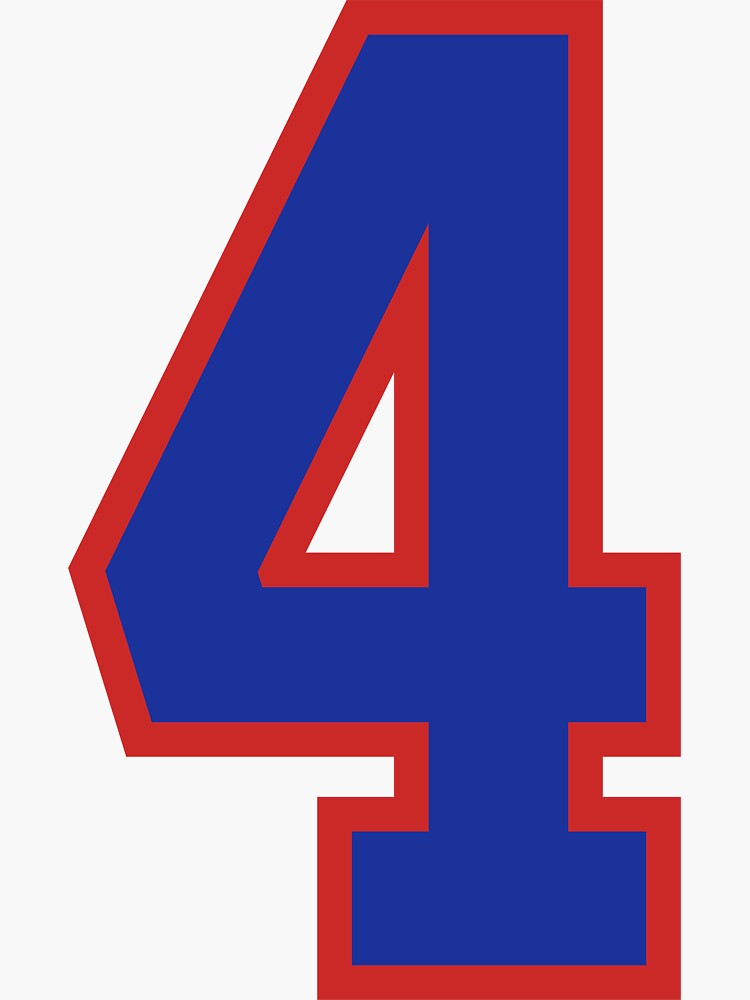 "Number 4 blue red sports jersey four" Sticker for Sale by ...