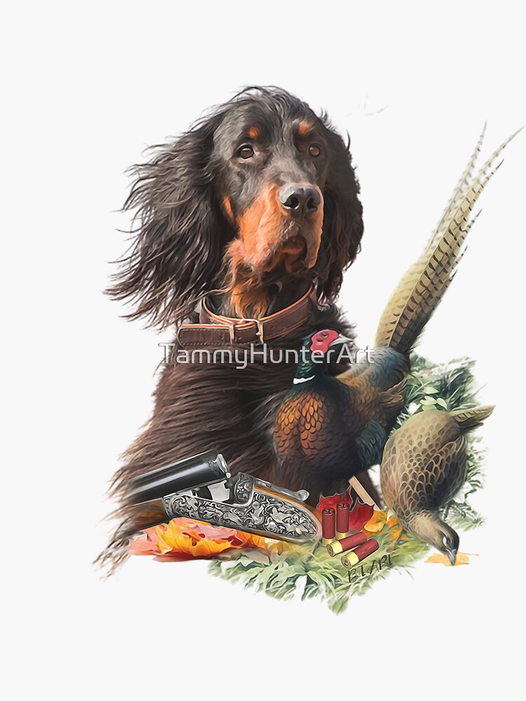 "Gordon Setter and Pheasants, Art " Sticker for Sale by TammyHunterArt ...