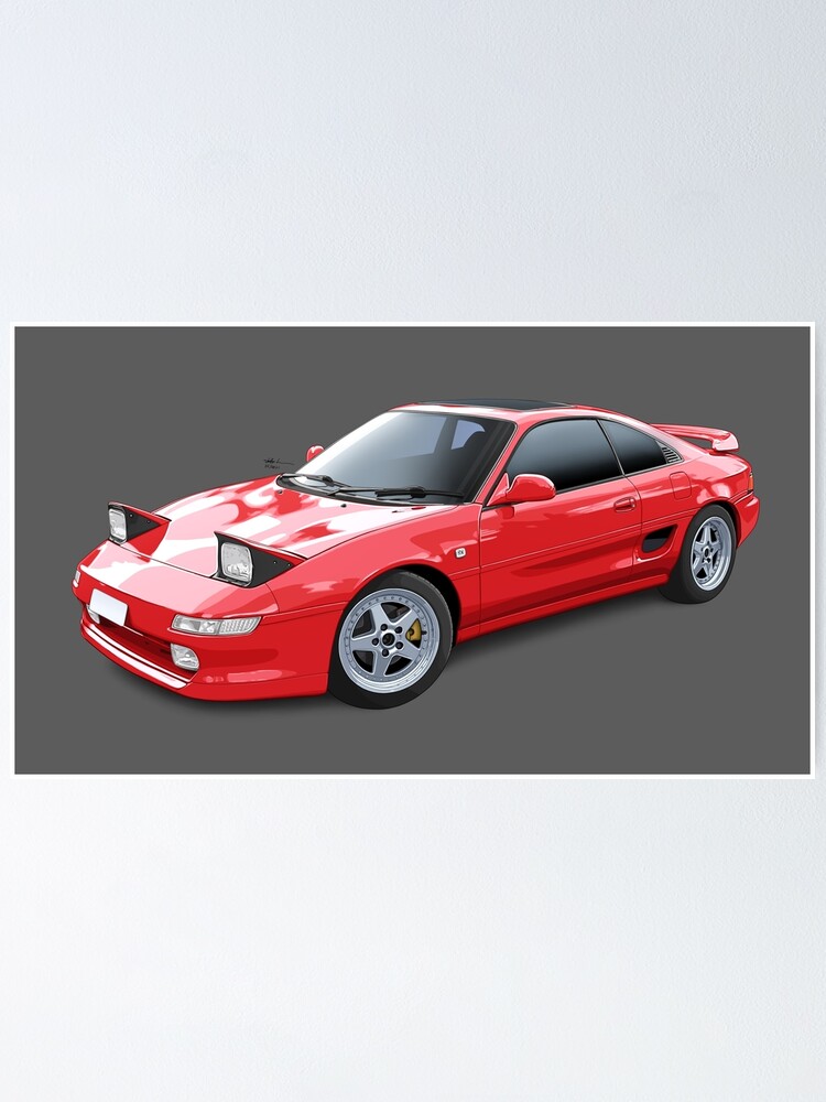 "Toyota MR2 SW20 red" Poster for Sale by yotagrl | Redbubble