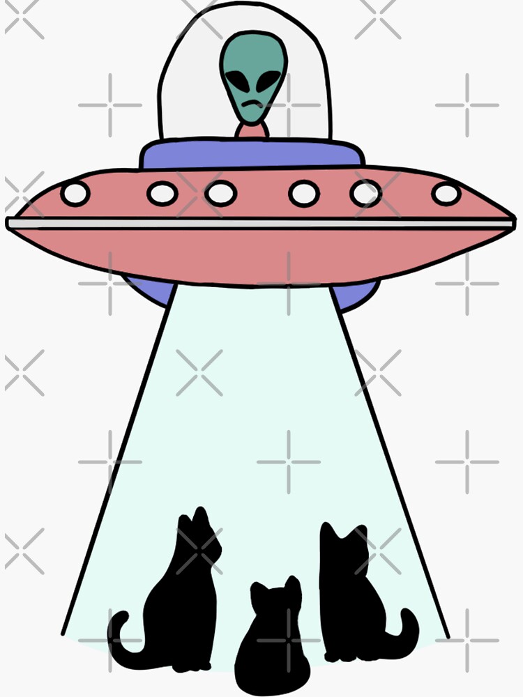 "Cats Abduction - Alien" Sticker for Sale by niceghost | Redbubble