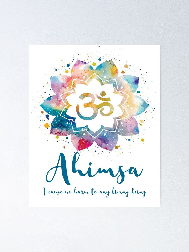 Póster «Ahimsa con flor de loto y símbolo OM» de TheMurphyGirl | Redbubble