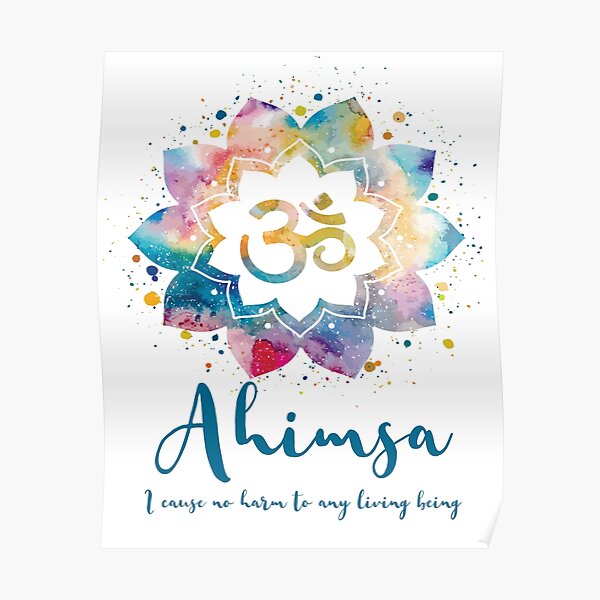 Póster «Ahimsa con flor de loto y símbolo OM» de TheMurphyGirl | Redbubble
