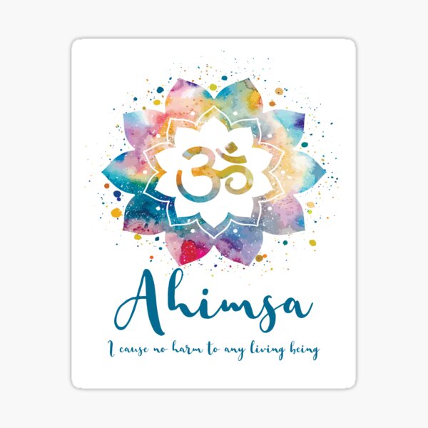 "Ahimsa with Lotus Flower and OM Symbol" Sticker for Sale by ...