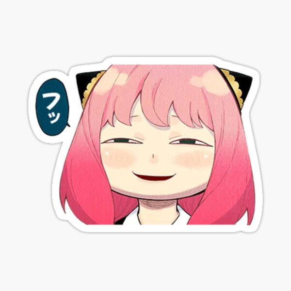 "Spy X Family Stickers Funny Cute Anya Forger Smug Face Heh" Sticker ...