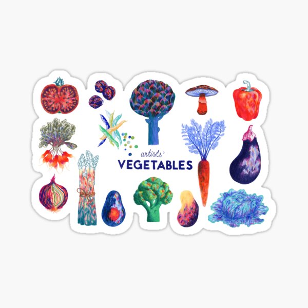 "Artists vegetables - pastel artwork on transparent background" Sticker ...