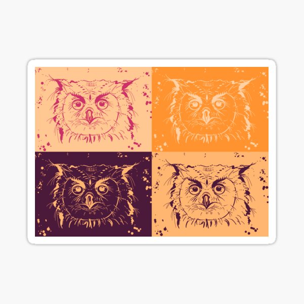 "Uhu, owl as a Warhol effect" Sticker for Sale by Kreativa1 | Redbubble
