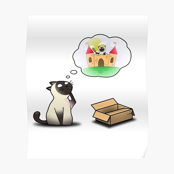 "My Cardboard Castle - Siamese Cat Design - Not Hamlet" Poster for Sale ...