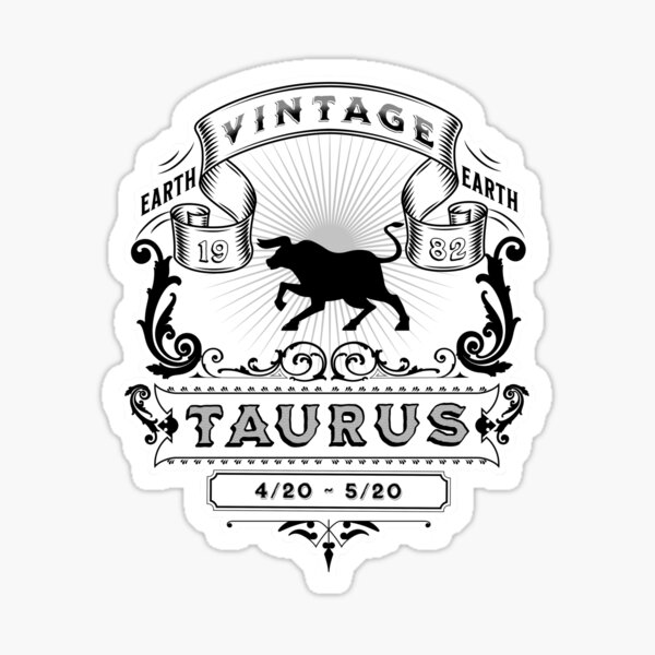 "The Zodiac Sign of Taurus Black and White 1982" Sticker for Sale by ...