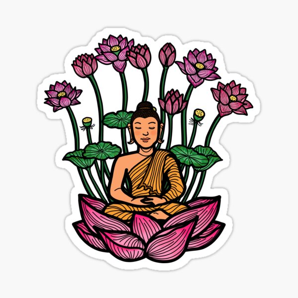 "Gautama Buddha sitting meditation lotus pose" Sticker for Sale by ...