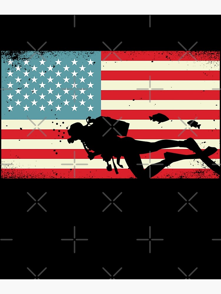 "Scuba Diving American Flag Diver Usa Patriot Dive" Poster for Sale by ...
