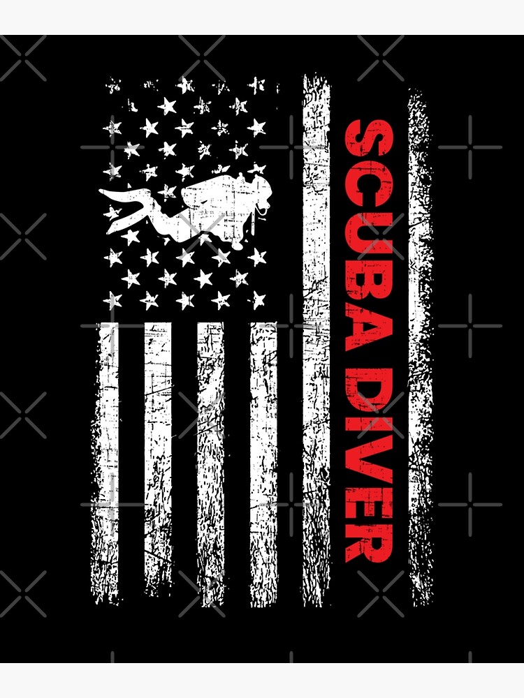 "Scuba Diving American Flag Scuba Diving Flag" Poster for Sale by ...