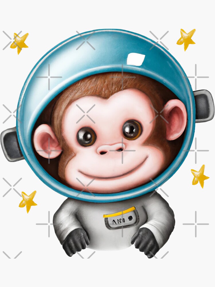 "A Monkey Astronaut in Space Suit " Sticker for Sale by sabamerch ...