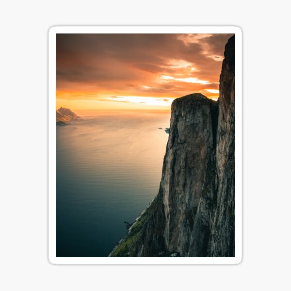 "Cliff by seaside in sunset down" Sticker for Sale by DariusB2021 ...
