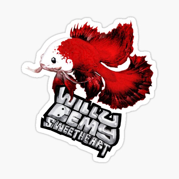 "Curlyfin oscar fish red" Sticker for Sale by SKYNADZZ | Redbubble