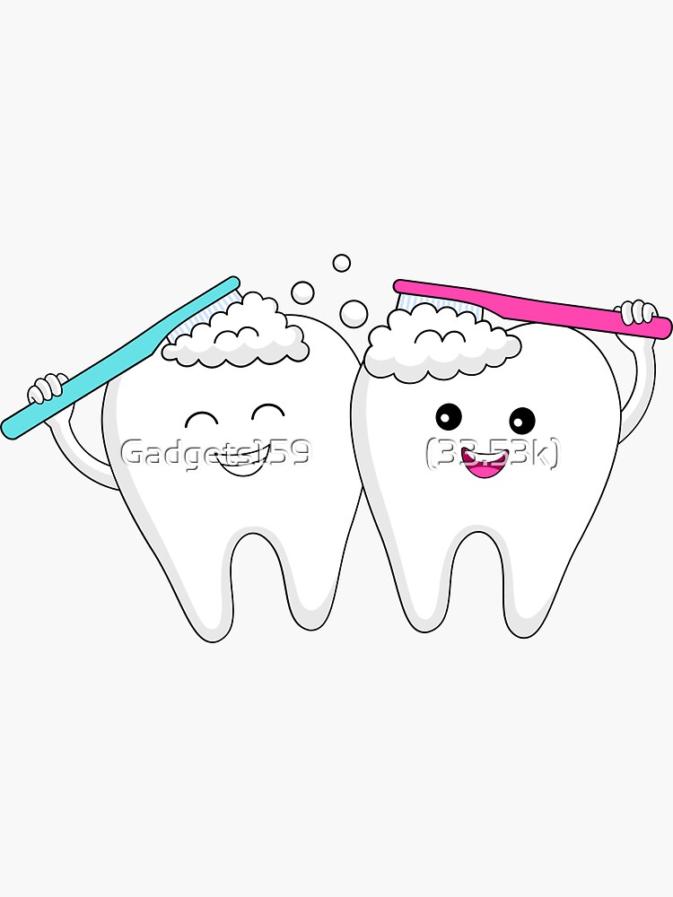 " Cartoon Tooth Brush And Paste" Sticker for Sale by Gadgets159 | Redbubble