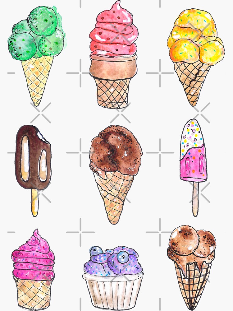 "Ice Cream Flavors" Sticker for Sale by Neginmf | Redbubble