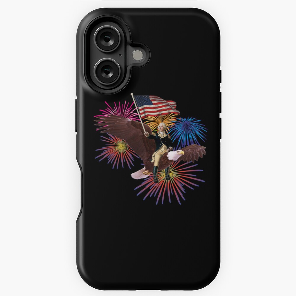 "George Washington Riding an Eagle with a Flag 4th of July" Poster for ...