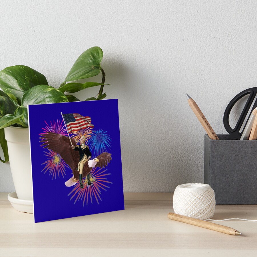 "George Washington Riding an Eagle with a Flag 4th of July" Poster for ...
