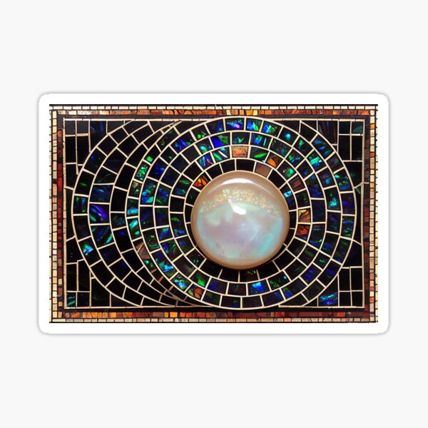 "Fire Opal Inlay with Large Mother of Pearl" Sticker for Sale by ...