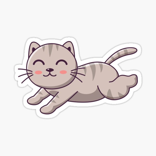 "Cute cat cartoon running" Sticker for Sale by Berryl09 | Redbubble